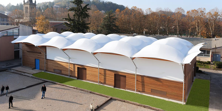 SMC2 : Bâtiment en architecture textile et en construction bois - Takagreen